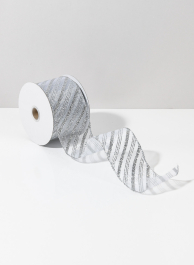2 ½in x 10yds Roll Ribbon-White/Silver